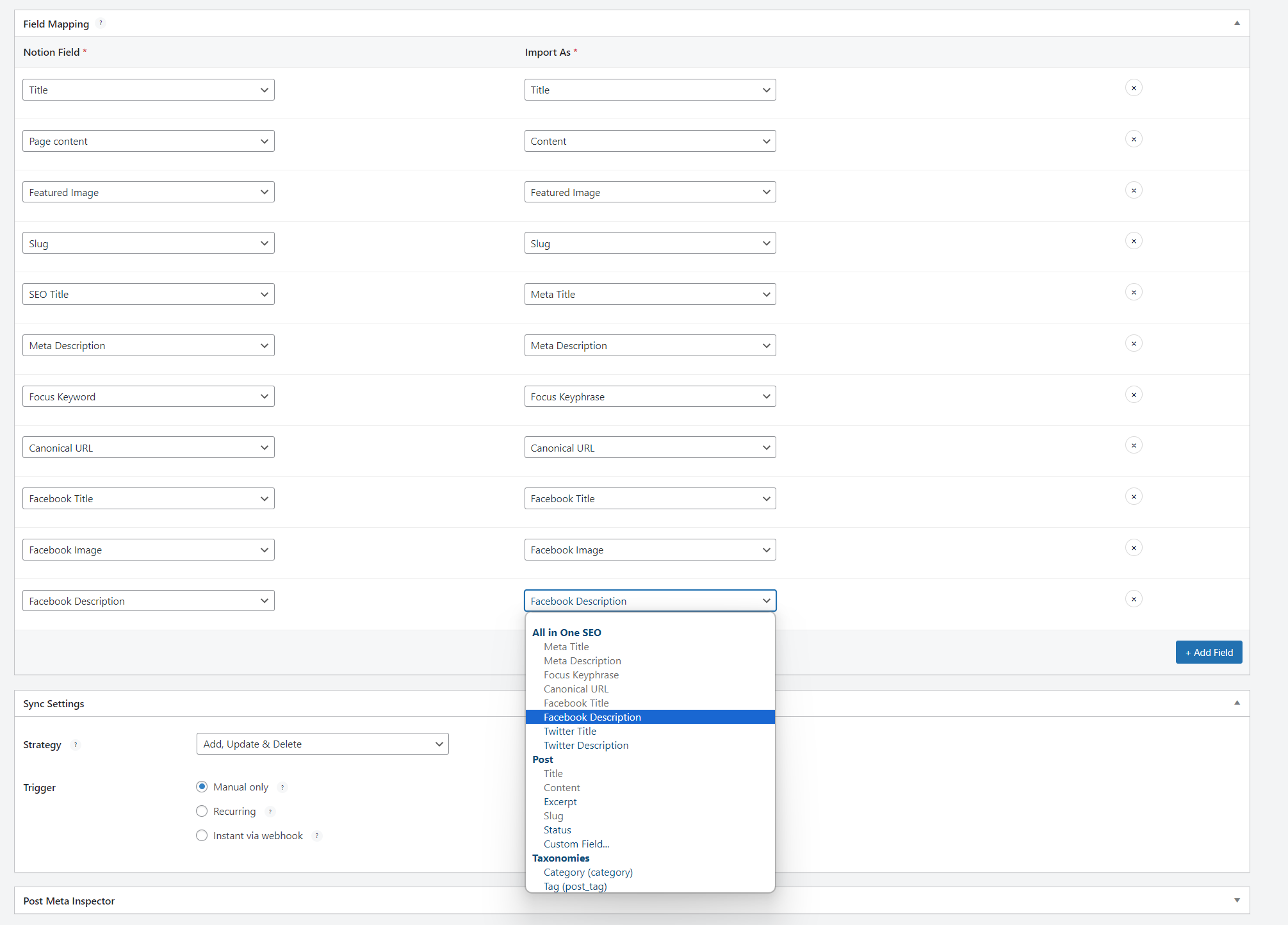 All In One SEO support – Notion WP Sync Pro+